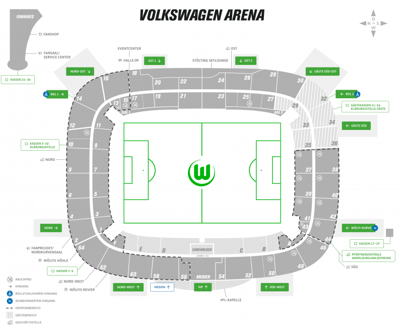 Stadionplan Volkswagen Arena | VfL Wolfsburg